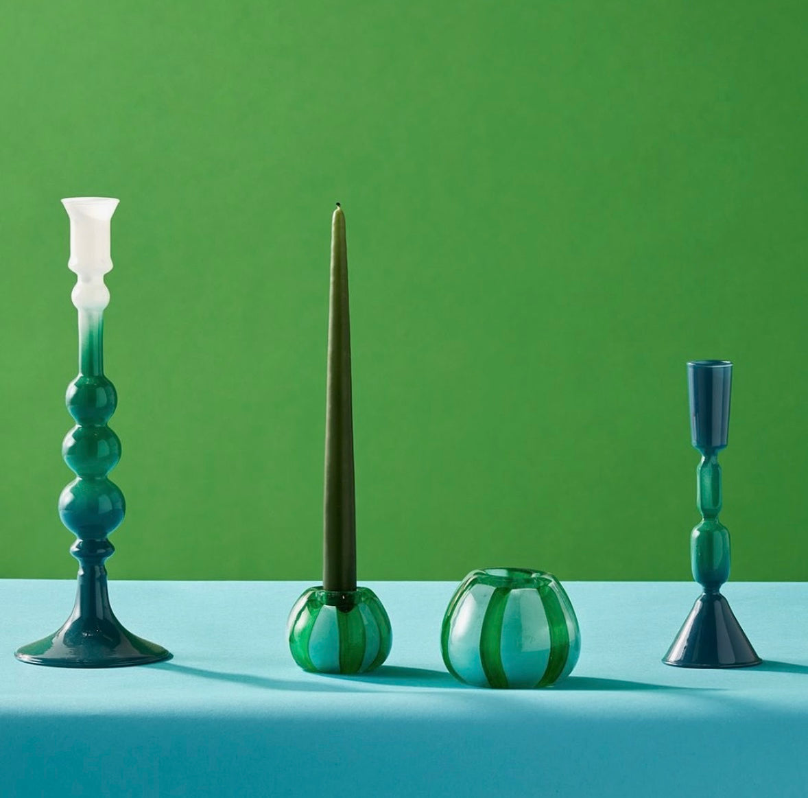 Large Candy Candlestick Holder - Sky / Emerald– Jumbled