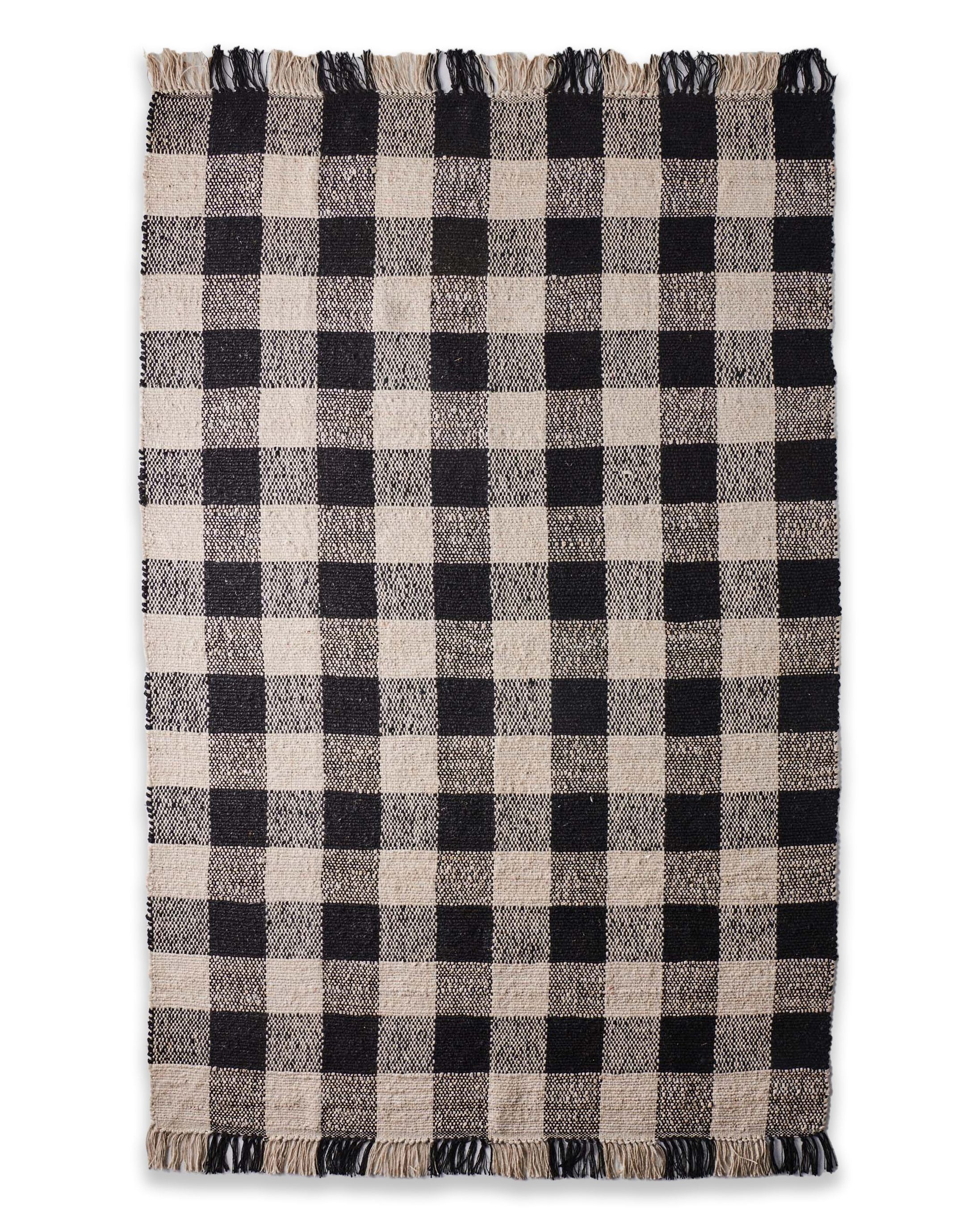 Black And White Gingham Jute Floor Rug– Jumbled